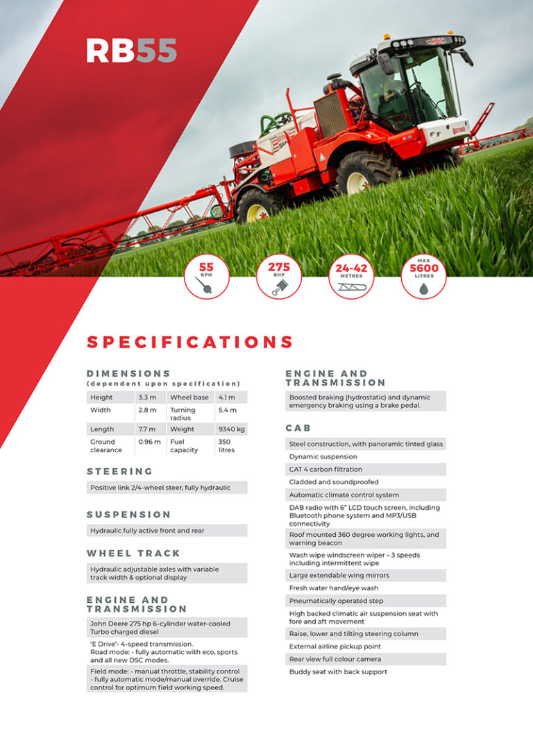 The RB55 Crop Sprayer | More capacity, less compaction | Bateman Sprayers